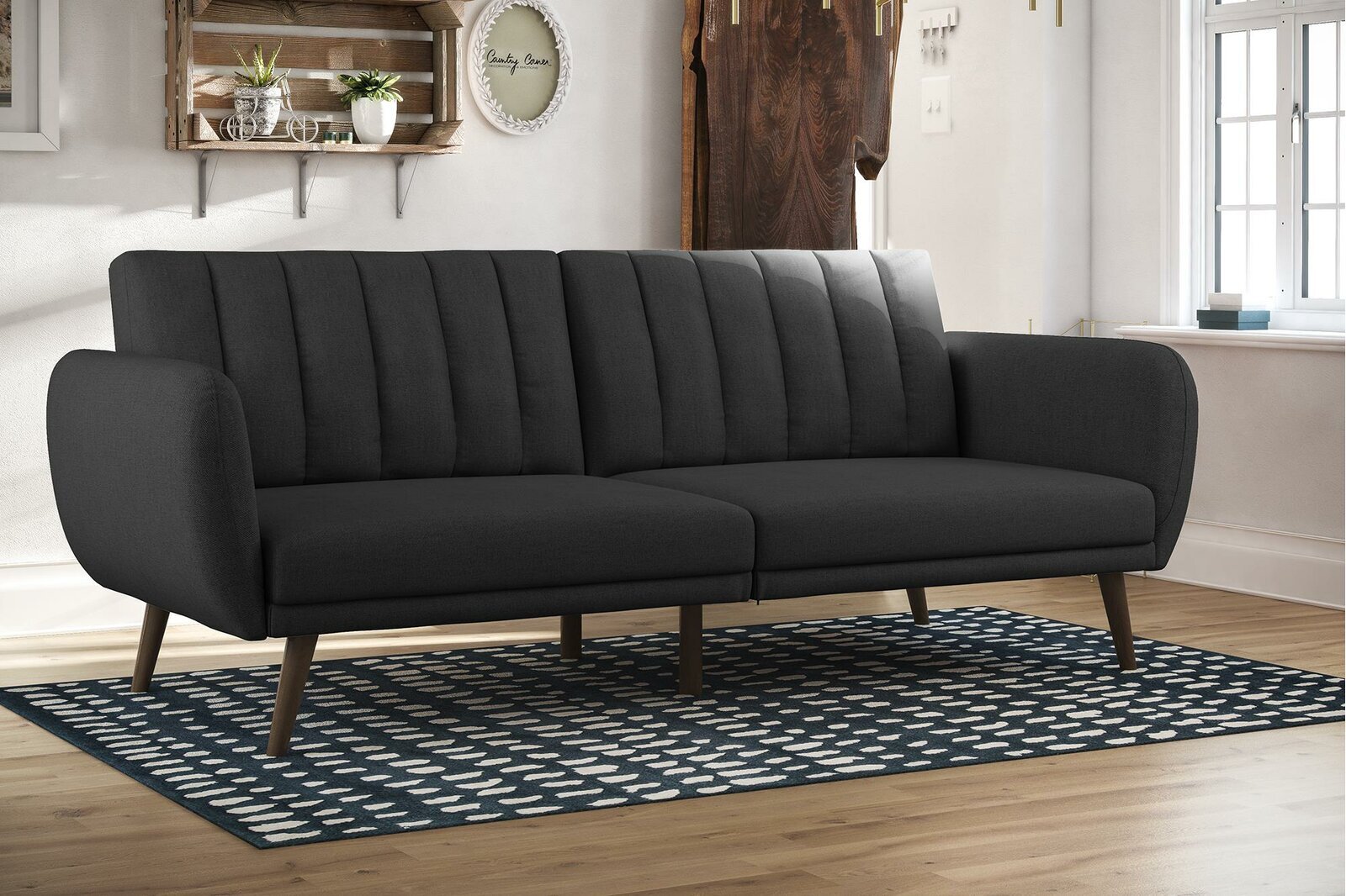 Novogratz Brittany 81.5 Round Arm Convertible Sofa Foter