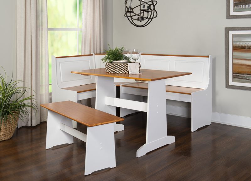 Alica 5 Person Corner Pine Breakfast Nook with Hidden Storage Foter