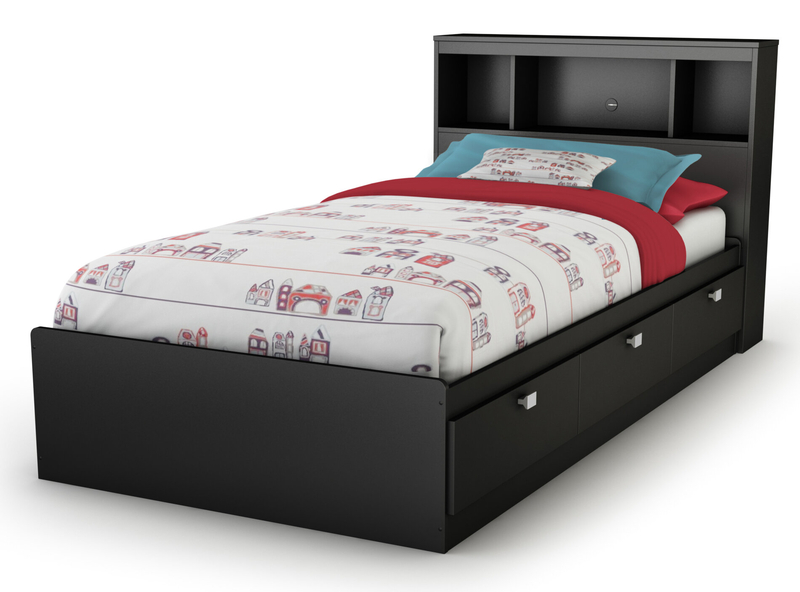 Modern Twin Bed with Storage and Bookcase Headboard Foter