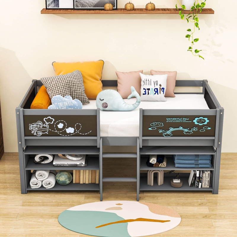 Dyanni Twin Loft Bed with Shelves by Harriet Bee
