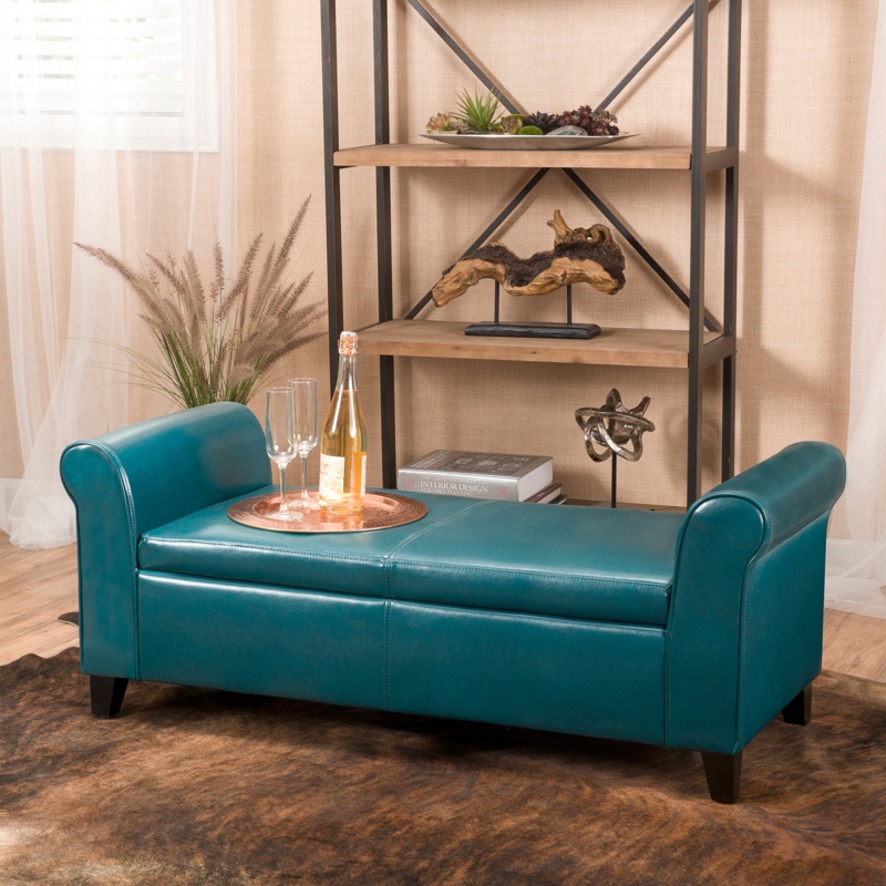 Leather flip top storage bench store