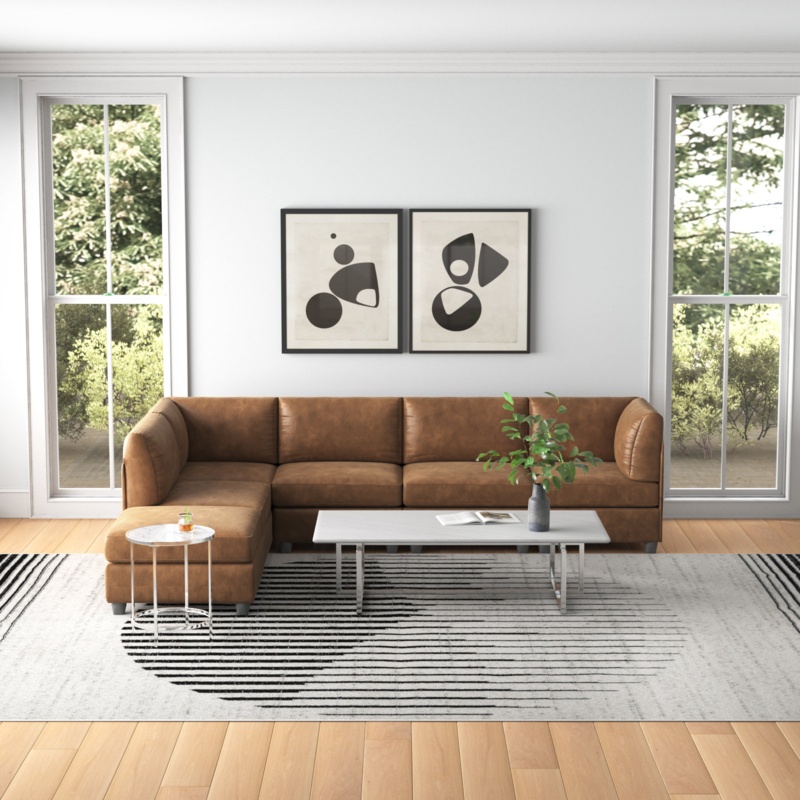 Amaron 6 Piece Vegan Leather Sectional Foter