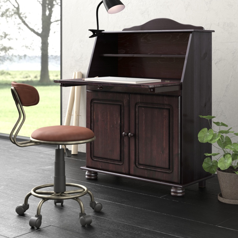 Mission Style Drop Leaf Desk with Storage Foter