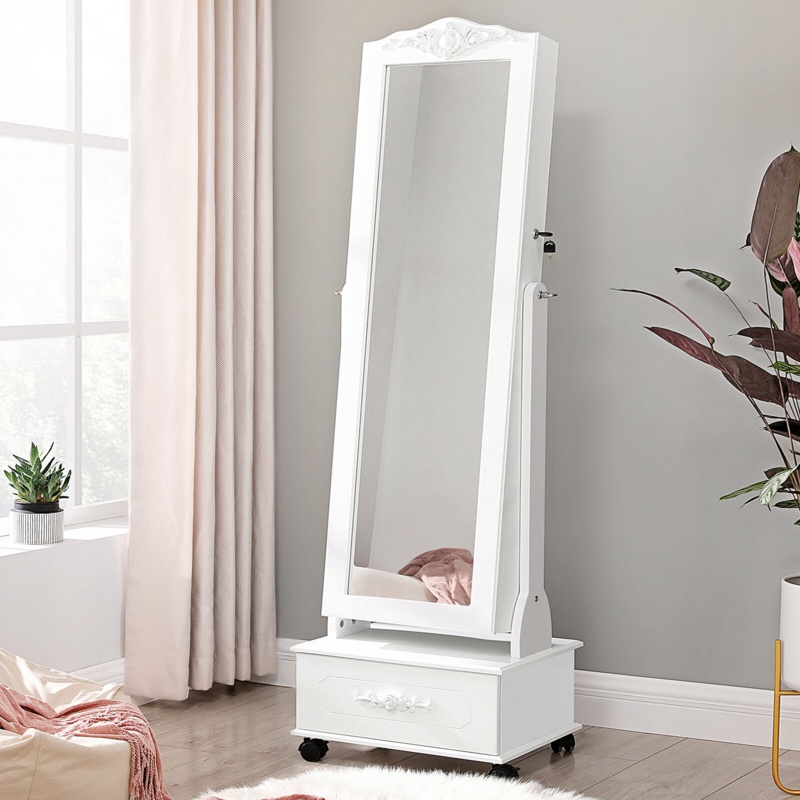 Free standing jewelry armoire with mirror store