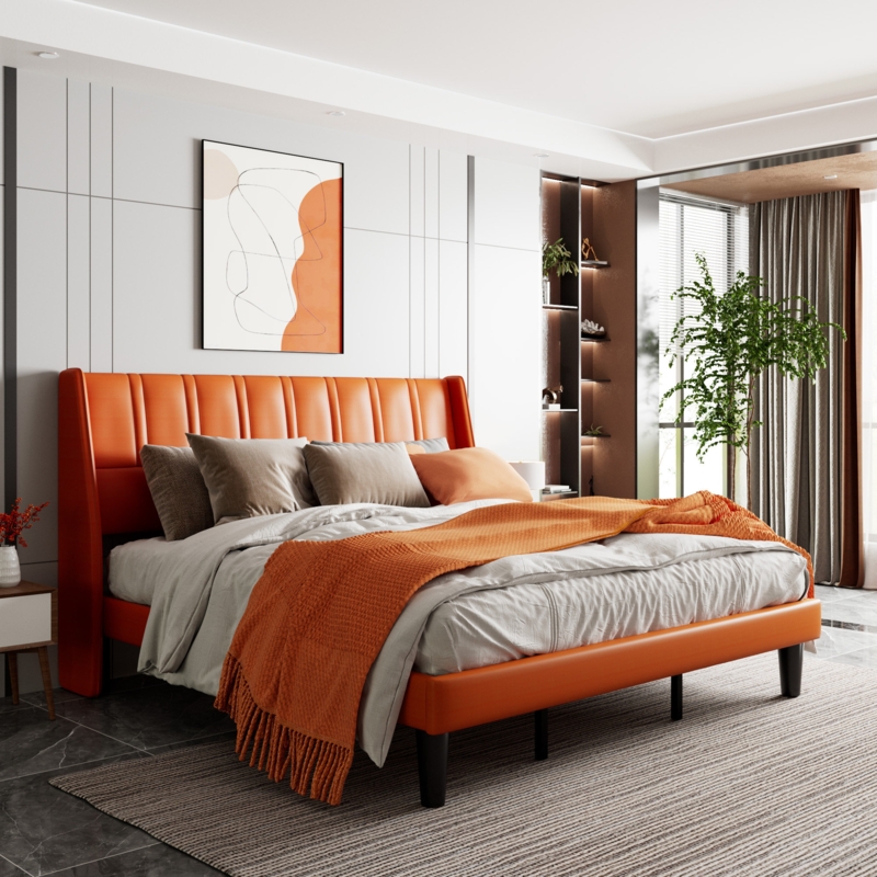 Leather wingback bed store