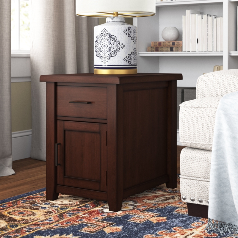 Larae Solid Wood Top End Table with Storage Foter