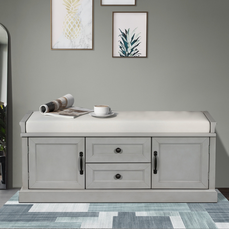 Upholstered drawer storage bench store